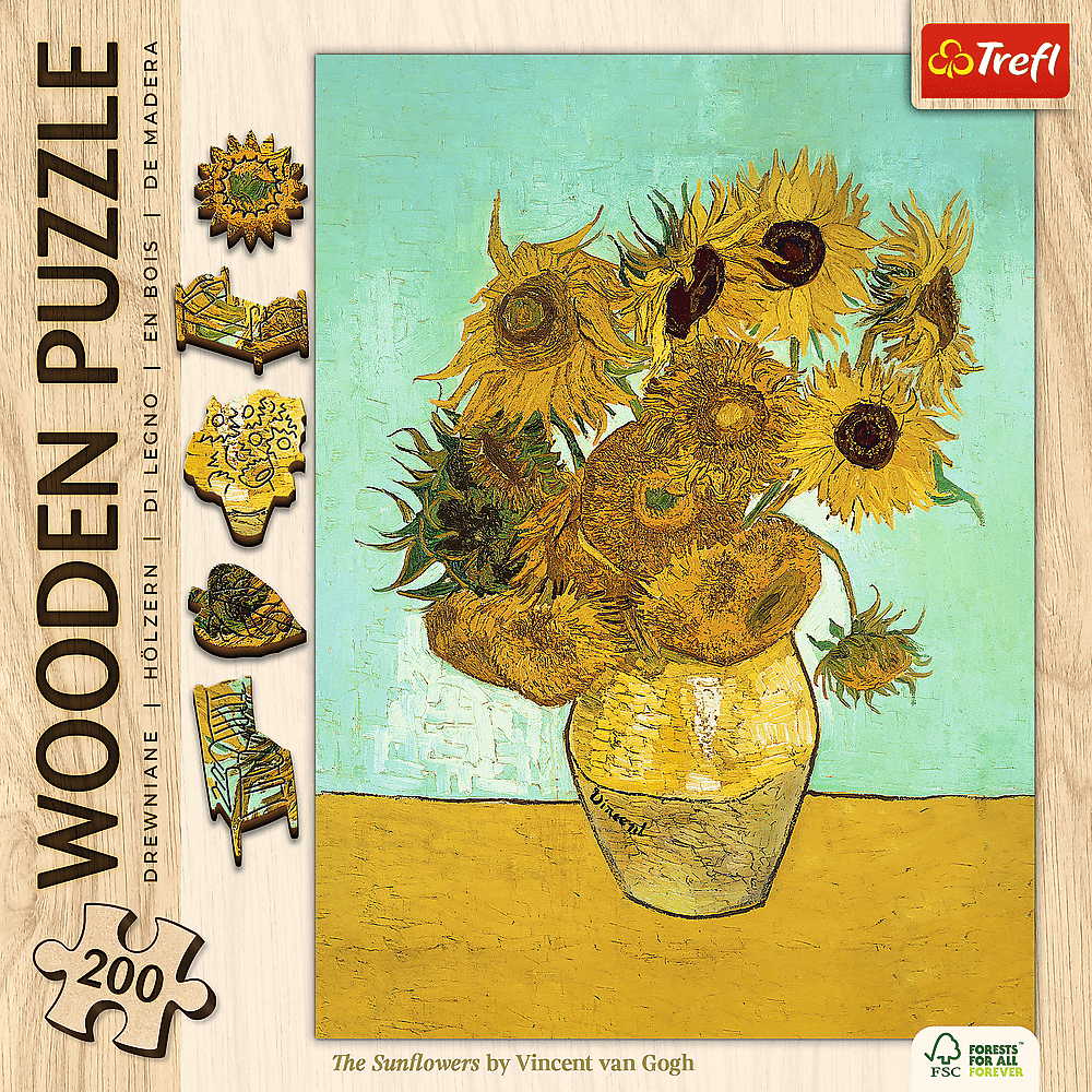 Puzzle drewniane 200 el. Słoneczniki, Vincent van Gogh | Trefl