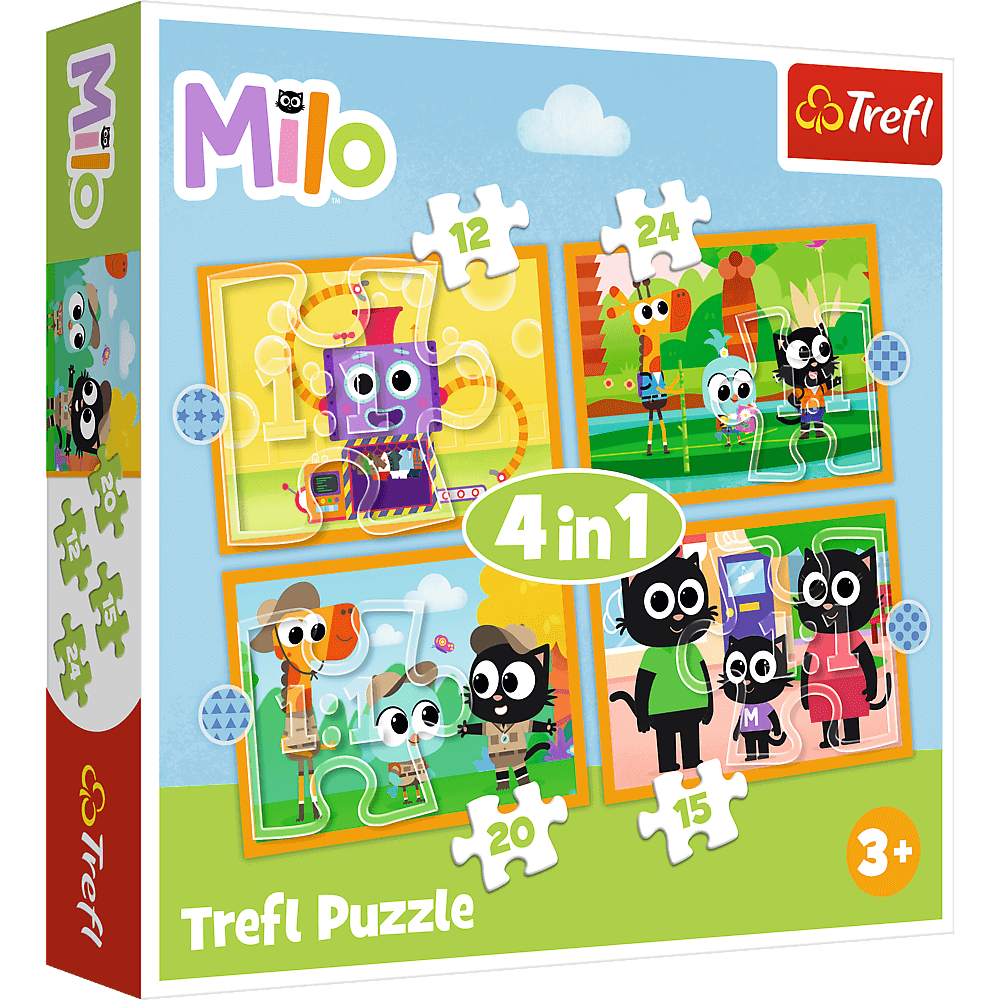 Puzzle 4w1 Milo, Poznaj Milo i jego przyjaciół | Trefl